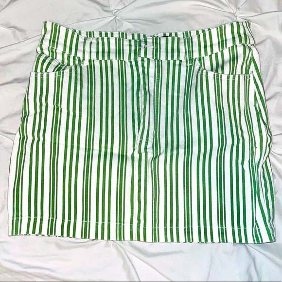 Forever 21 | Skirts | Mini Skirt White And Green Stripes | Poshmark
